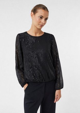 Comma Langarmbluse Bluse Bluse mit Pailletten und Elastikb&uuml;ndchen