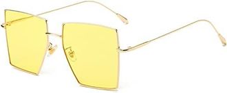 Generic Lunettes de soleil carrées en métal tendance 2025 pour hommes et femmes (couleur : F, taille : moyen)