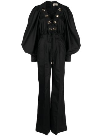 Elie Saab combinaison &eacute;vas&eacute;e &agrave; oeillets oversize - Noir