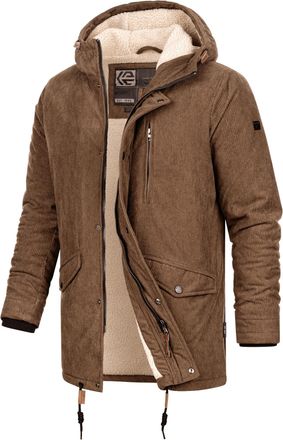 Indicode Herren INLedley Cordjacke mit Teddyfutter und verdecktem Rei&szlig;verschluss | Winterjacke mit Kapuze f&uuml;r M&auml;nner Demitasse, M