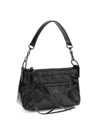Balenciaga Womens Le City Moto Mini Handbag Black Lamb Ovis Aries Handbags Hand Bags