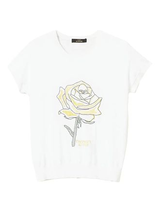 Twin-Set T-Shirt mit Rosen-Print - Weiß