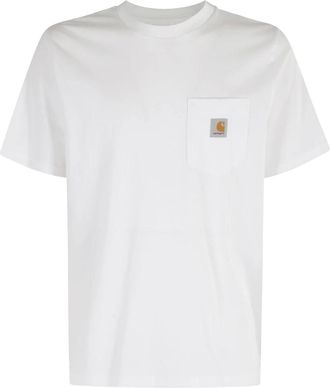 Carhartt Work in Progress Homme, Tops, Blanc, Taille: XL T-shirt Blanc Poche Manches Courtes