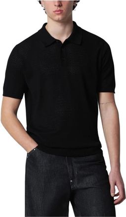 Roberto Collina Homme, Tops, Noir, Taille: 2XL Polo en maille pointelle