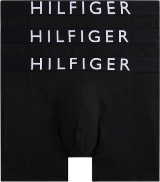 Tommy Hilfiger Herren 3er Pack Boxershorts Briefs mit Logobund, Schwarz (Black/Black/Black), M