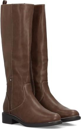 Shoes & Blues Bottines hautes avec tige élastique, imprimé lisse et fermeture à glissière, semelle plate avec talon, pour femme, idéale pour la saison automne/hiver