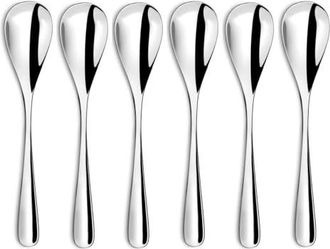 Bloomingdale's Cuill&egrave;re &agrave; caf&eacute; - Lot de 6 - Eole - Acier inoxydable 18/10, Finition Miroir, Epaisseur 2 mm, Longueur 147 mm - Inox