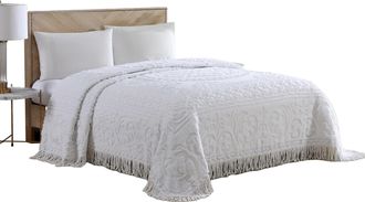 Beatrice Home Fashions Medallion Chenille-Tagesdecke, Full, Weiß