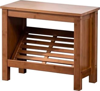 Generic Aufbewahrungsbank Aus Holz for Den Eingangsbereich - 2-stufiges Schuhregal Mit Gepolsterter Sitzfläche, Bank Im Vintage-Stil In Kastanienbraun Und Wal