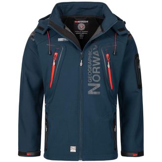 Geographical Norway Herren Softshell Funktions Outdoor Jacke wasserabweisend im Bundle mit urbandreamz Beanie (M, Navy TN)