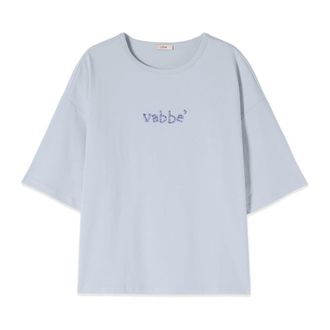 Oltre T-Shirt mit Stickerei - - Tops - Damen - Blau - XL