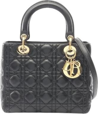Dior Sac 2way en cuir Lady Dior Pre-owned - Femme - Pre-owned - Noir - Taille: ONE Size