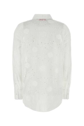 Valentino Garavani Womens White Cotton Shirt Avorio Exterior: Camicie