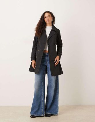 Brave Soul Trench-coat ceintur&eacute; &agrave; double boutonnage - Noir