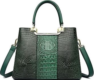 Generic Sac &agrave; main en cuir v&eacute;ritable pour femme, sac &agrave; main tendance avec poign&eacute;e sur le dessus, grand sac fourre-tout pour femme, Vert, Large