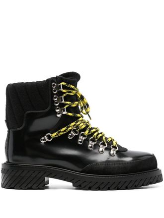 Off-white bottines en cuir à fini verni - Noir