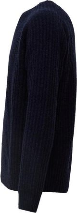 Fedeli Ribbed Knit Crew Neck Sweater - Navy