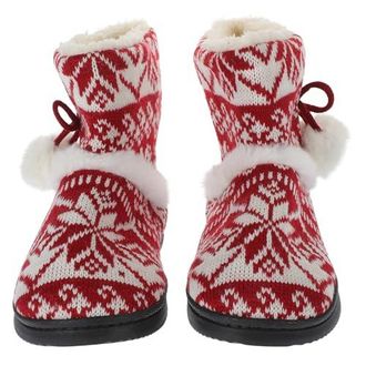 Garneck Chaussures dHiver en Coton pour Femmes Bottines dInt&eacute;rieur Chaudes en Peluche Semelle &Eacute;paisse Antid&eacute;rapante Taille 37-38 Couleur Rouge Pantoufles dHiv