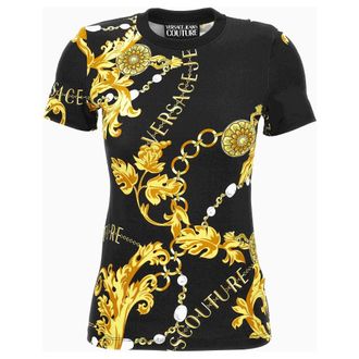 Versace Jeans Couture Schwarze T-Shirt und Polo Kollektion - - Tops - Damen - Schwarzk - 2XS