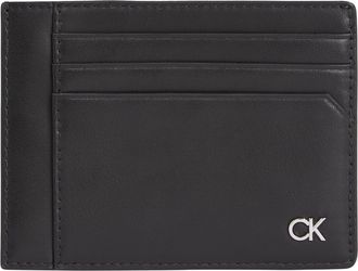 Calvin Klein Herren Kartenetui Metal Ck Id Cardholder aus Leder, Schwarz (Ck Black), Einheitsgröße