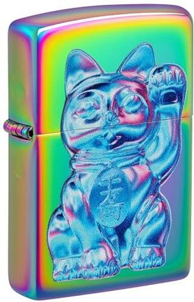 Zippo Sturmfeuerzeug - Lucky Cat, Multi Color, Color Image - Nachfüllbar - Wiederverwendbar - Windfestes Design - Geschenkbox - Made in USA
