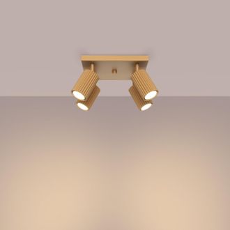 Sollux Lighting Deckenlampe Deckenleuchte Deckenstrahler Aluminium LED-Gl&uuml;hbirne 4000K kaltes Wei&szlig; Licht 4 Flammig 25 x 25 x 16,5 cm GLOOW Gold