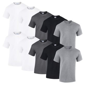 Gildan 10 T Shirts Heavy Cotton M L XL XXL 3XL 4XL 5XL Diverse Farben ausw&auml;hlbar (XXL, 4wei&szlig;/2dark Heather/2schwarz/2sport Grey)