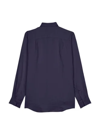 Vilebrequin Mens Navy Blue Linen Shirt With Embroidery