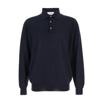 Lardini Merino Langarm Polo Sweaters - - Tops - Herren - Blau - S