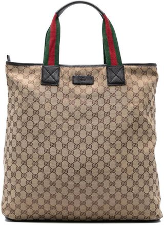 Gucci Shopper - GG Canvas Web Tote - Gr. unisize - in Braun - für Damen