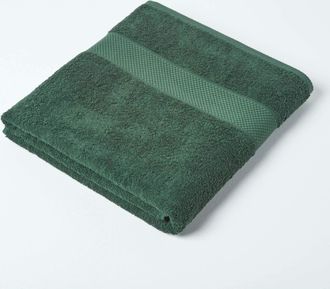 Homescapes dunkelgrüner Badelaken aus 100% türkischer Baumwolle mit 500g/qm, Flauschiges Badehandtuch 100 x 150 cm, grün/tannengrün