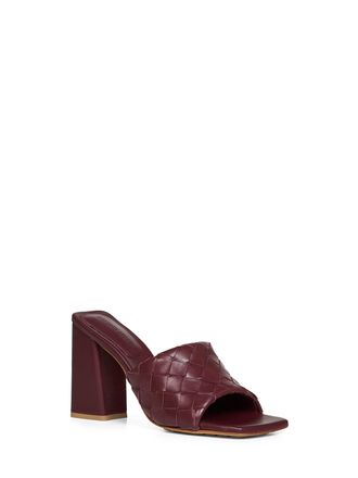 Bottega Veneta Womens Intrecciato Leather Parco Mules Sandals Bordeaux Lambskin