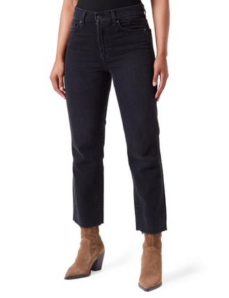 7 For All Mankind Damen Logan Stovepipe Global Jeans, Schwarz, 31 EU