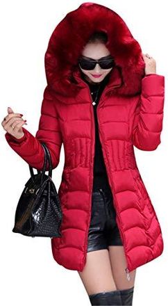 Missmao Femme Faux Fourrure Manteau Hiver &Eacute;l&eacute;gant Manches Longues Veste &Eacute;paissi Doudoune &agrave; Capuche Veste dhiver Rouge-Violet L