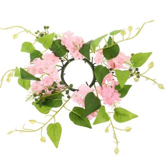 Hemobllo K&uuml;nstlicher Kerzenring mit Rosa Hyazinthenbl&uuml;ten Langlebiger Dekokranz f&uuml;r Hochzeits und Tischdekoration Vielseitiger Wohnaccessoire f&uuml;r Feierlichkeit