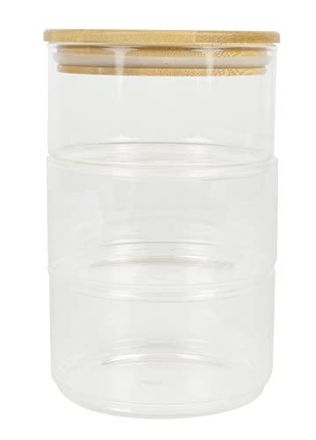Birambeau Vorratsglas mit 3 Glasfächern, 1 Bambusdeckel
