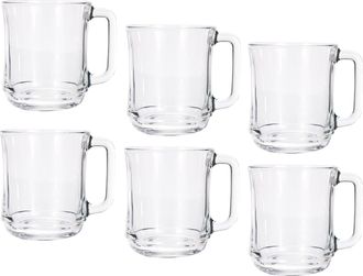 Generico Set mit 6 Gl&auml;sern aus geh&auml;rtetem Glas mit Henkel, 310 ml, elegant und robust, komplettes Set f&uuml;r Kaffee, Tee, hei&szlig;e oder kalte Getr&auml;nke, Set mit 6 Tas