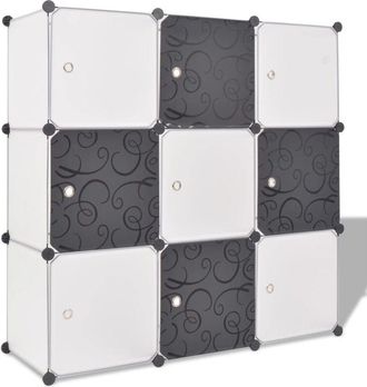 vidaXL Vidaxl - Organisateur de rangement cube avec 9 compartiments Noir/Blanc