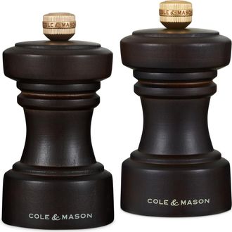 Cole & Mason H233056 Hoxton Salz- und Pfeffermühlen-Set aus Schokoladenholz, Präzisions+Carbon/Keramik-Mechanismen, Salz- und Pfeffermühlen mit verstellbarem Mahlw