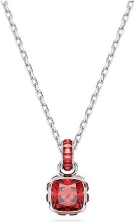 Swarovski Pendentif Birthstone, Taille Carré, Juillet, Rouge, Métal rhodié
