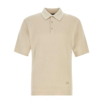 Dolce & Gabbana Homme, Tops, Beige, Taille: L Polo en coton micro-c&ocirc;tel&eacute;