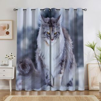 Generic Verdunkelungsvorhang Minimalistisch Thermovorhang K&auml;lteschutz Katze Blickdicht &Ouml;senschal f&uuml;r Gardinen Wohnzimmer & Schlafzimmer H 200 x B 140 cm 2er S