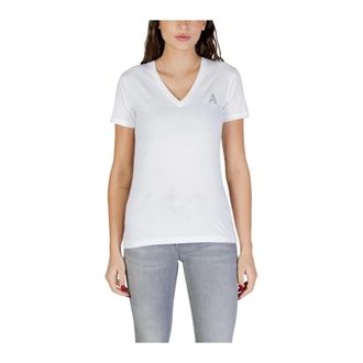 A|X Armani Exchange Femme, Tops, Blanc, Taille: 40 FR T-shirt en coton &agrave; manches courtes et col en V