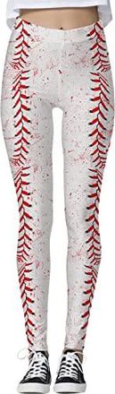 Generic Legging de sport 2026 pour femme avec imprim&eacute; vache et baseball, taille haute, blanc, XL