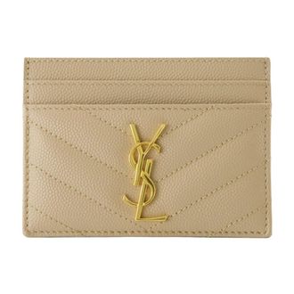 Saint Laurent Beiger Cassandre Kartenhalter - - Accessories - Damen - Beige - ONE SIZE