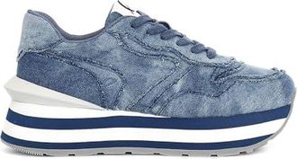 Caf&egrave;noir Baskets en Tissu &Agrave; Franges, pour Femme, Couleur Bleu, Taille 35