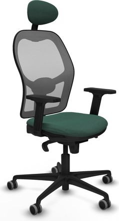 Piqueras y Crespo Telefonica Jorquera mit 2D-Armlehnen, h&ouml;henverstellbarer Lendenwirbelst&uuml;tze und festem Kopfteil, ausgestattet mit 5 Positionen, Grau/Flaschengr&uuml;n