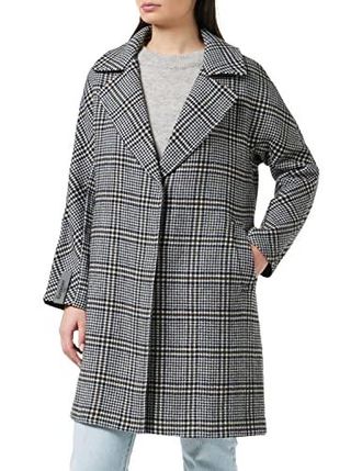 Superdry Koben Wool Coat Manteau, Noir (Black Check Q22), S (Taille Fabricant:10) Femme