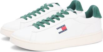 Tommy Jeans Sneaker TOMMY JEANS ARCHIVE 98, Herren, Gr. 46, ecru, dunkelgr&uuml;n, Nappaleder, Textil, unifarben mit Farbeinsatz, Schuhe Sneaker, Freizeitschuh, Street