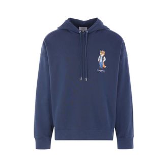 Maison Kitsun&eacute; Blauer Fuchs Hoodie Oversize Pullover - - Sweatshirts & Hoodies - Herren - Blau - XL
